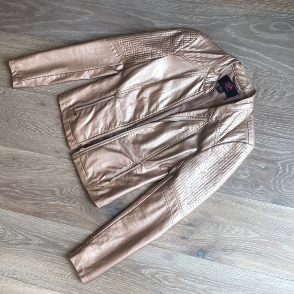 2B Bebe | Jackets & Coats | Bebe Metallic Gold Faux Leather Jacket ...